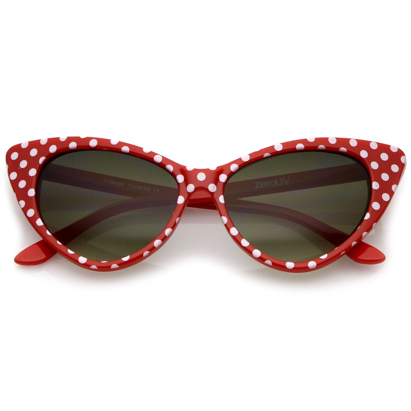Women's Retro Polka Dot Oversize Cat Eye Sunglasses 50mm (Red-White ...