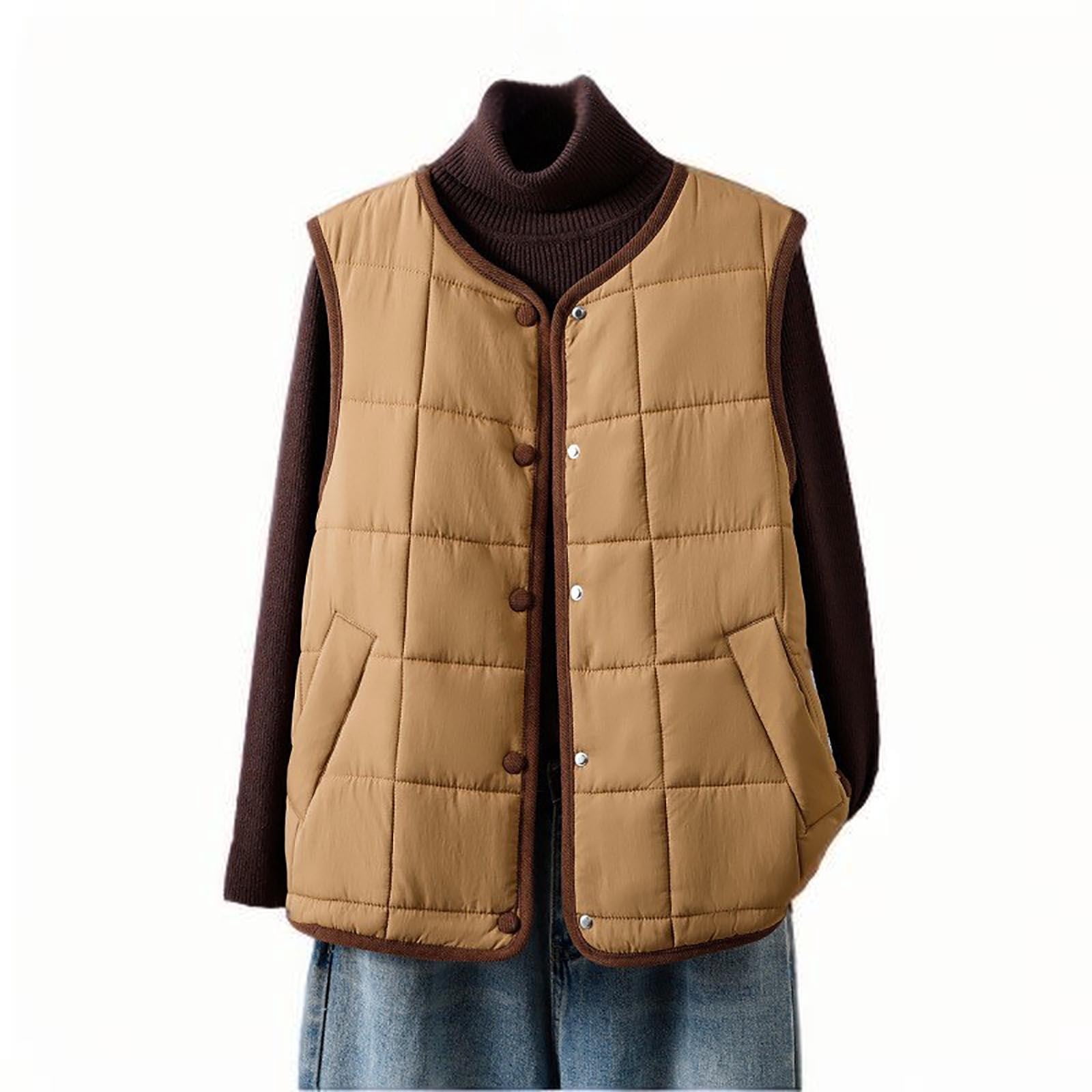 Women's Retro Quilted Puffer Vest - Lightweight Sleeveless Button/Zip ...