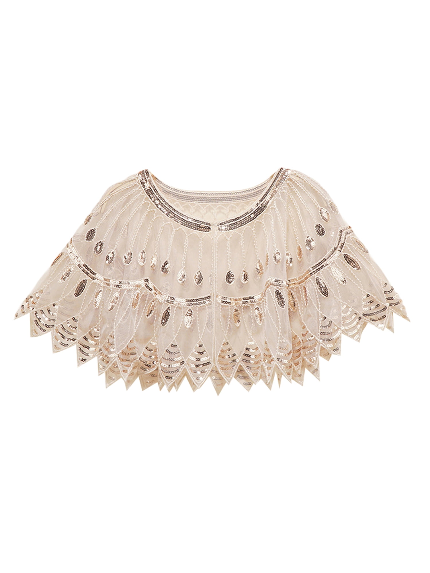 Women's Retro Shawl Beaded Sequin Decor Evening Party Cape Bolero ...