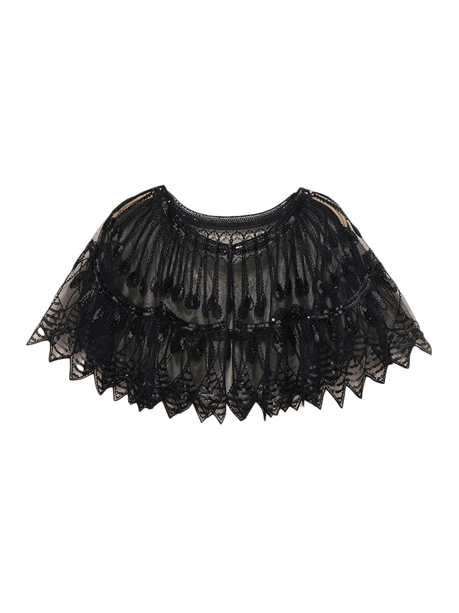 Women's Retro Shawl Beaded Sequin Decor Evening Party Cape Bolero ...