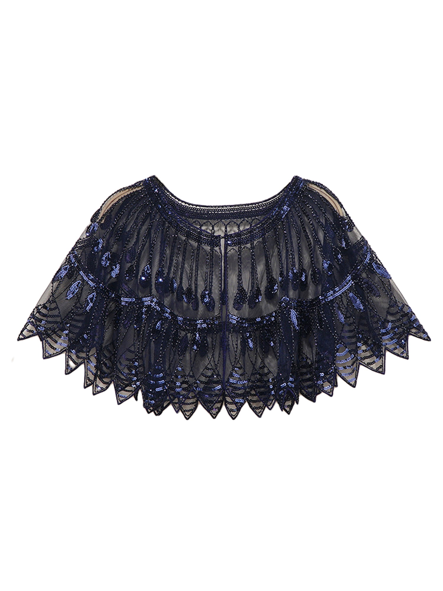 Women's Retro Shawl Beaded Sequin Decor Evening Party Cape Bolero ...