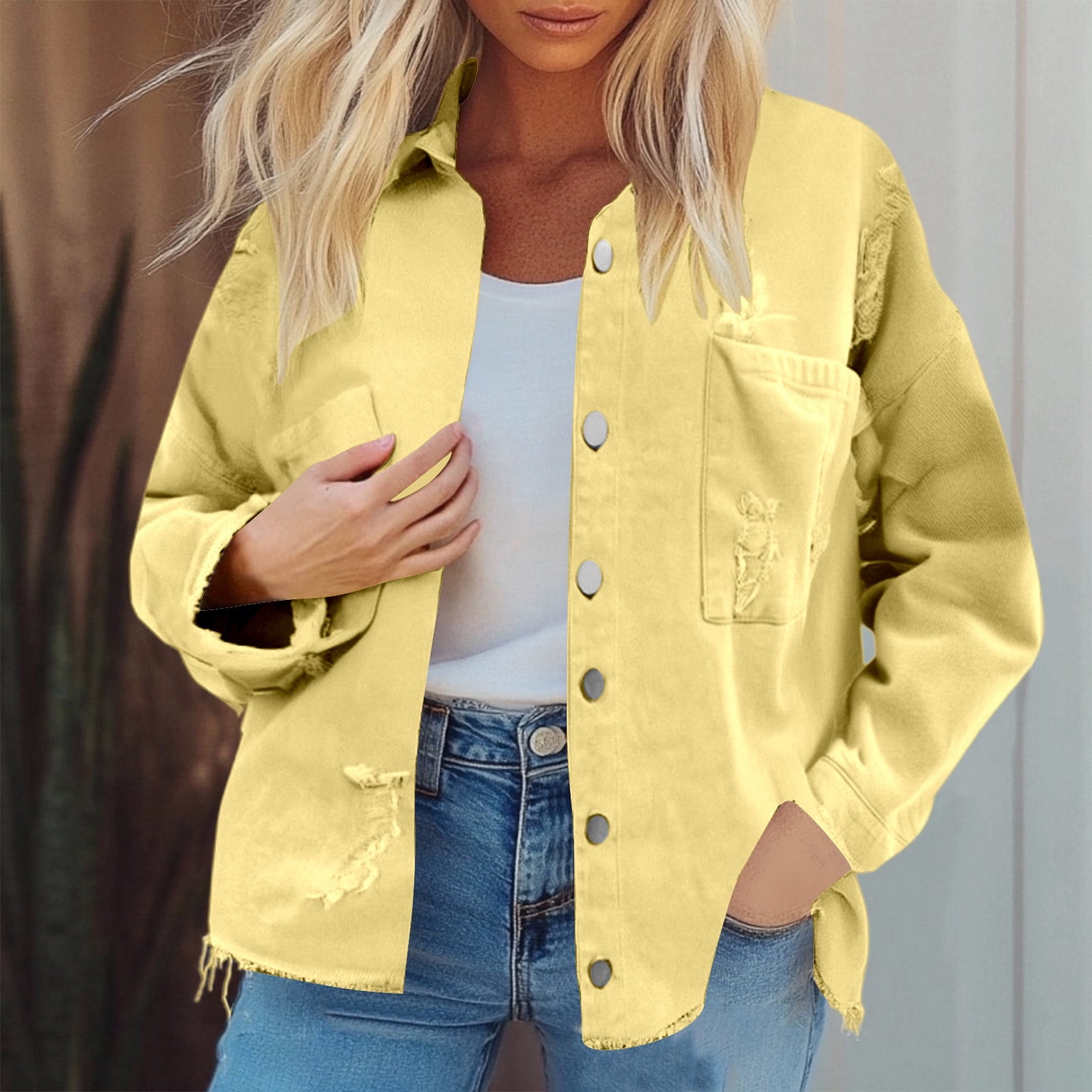 Women's Retro Street Style Denim Jacket With Edges Ladies Short Jackets ...