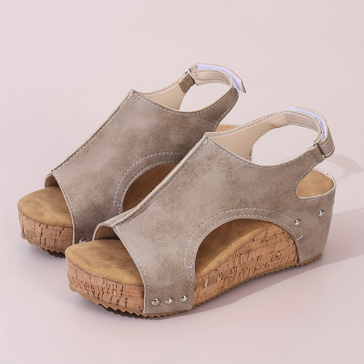 Women's Retro Wedge Sandals, Peep Toe Buckle Strap Slingback Platform ...