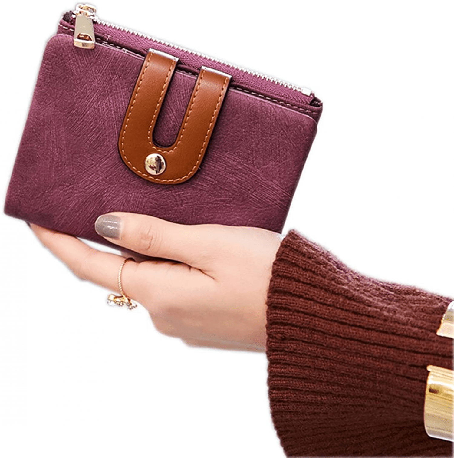 Women’s Rfid Small Bifold Leather Wallet Ladies Mini Zipper Coin Purse ...