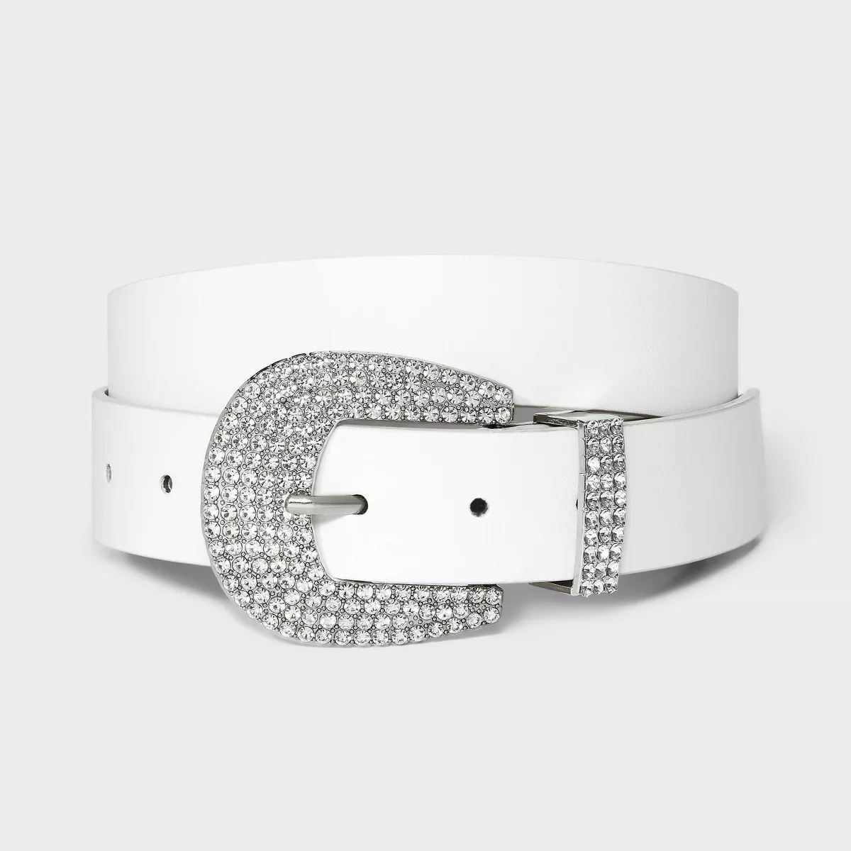 Women's Rhinestone Buckle Belt - Wild Fable White XL - Walmart.com