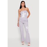 Women's Rhinestone Cross Graphic Fold Over Pants - Walmart.com