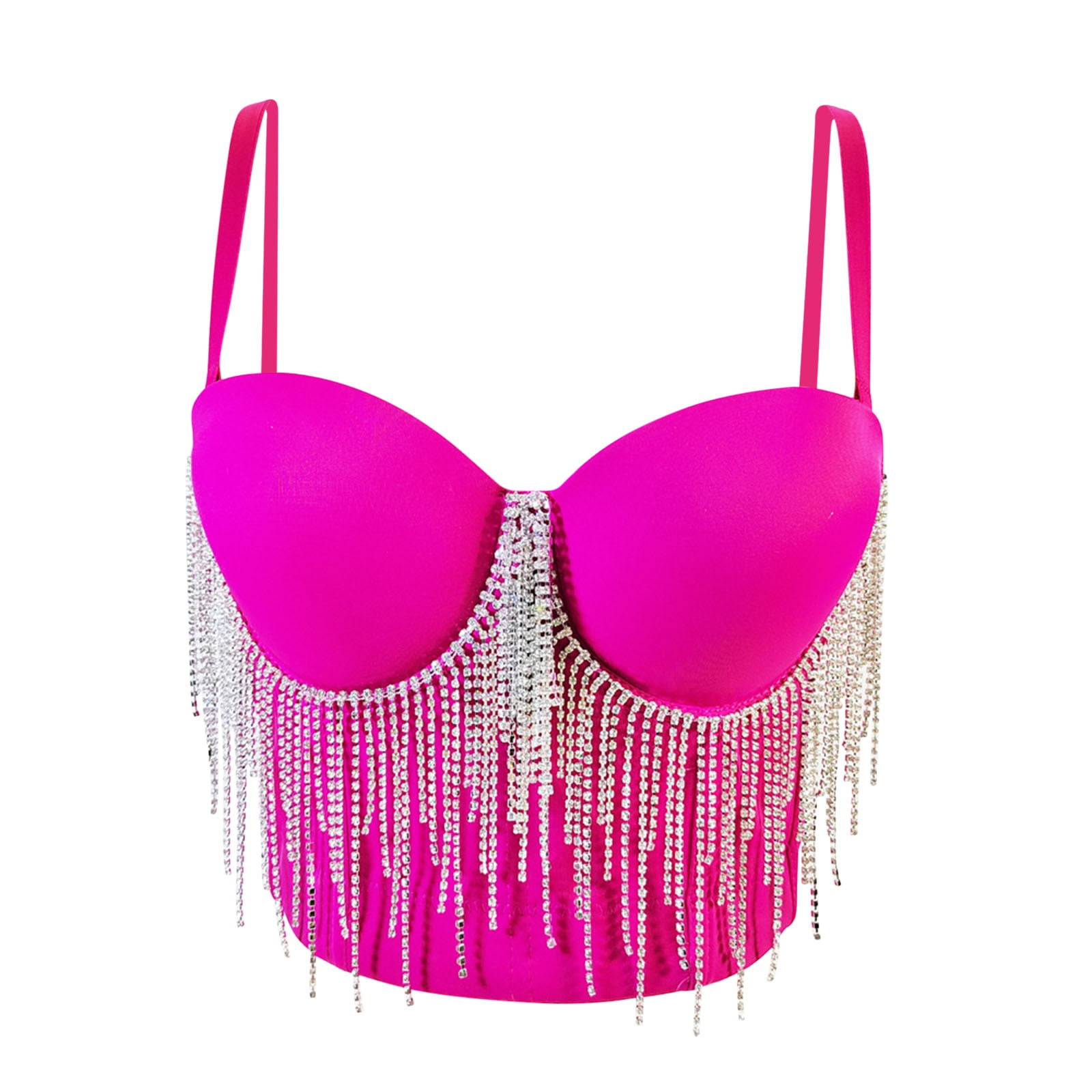 Women's Rhinestone Diamond Tank Top Bralette Color Beaded Sling Tube ...