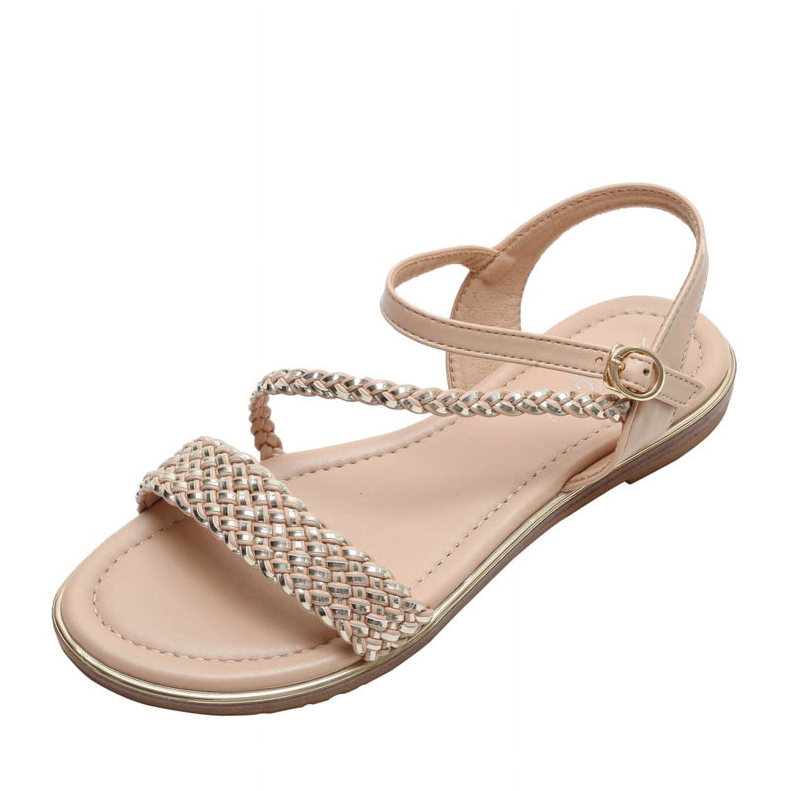 Women's Rhinestones Flat Sandals Ankle Strap Sandals Strappy Sandals ...