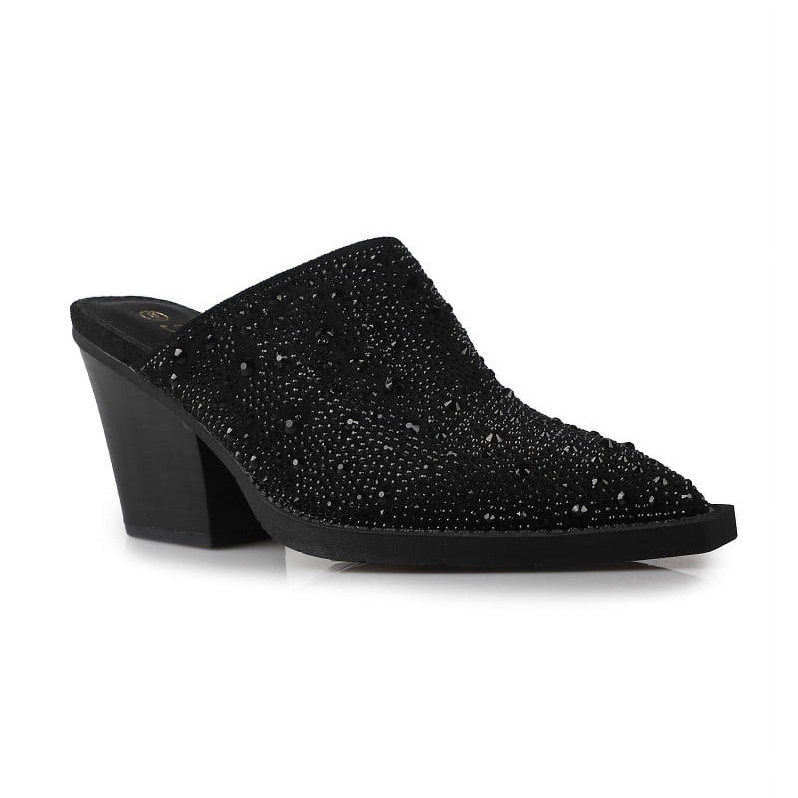 Women's Rhinestones Pointy-toe Heeled Western Mules - Walmart.com