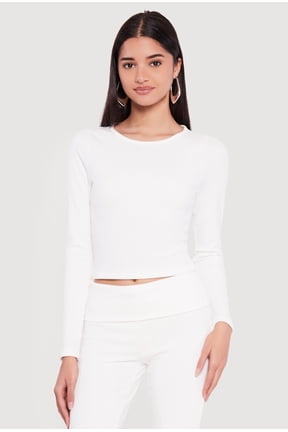 Long Sleeved White Crop Tops