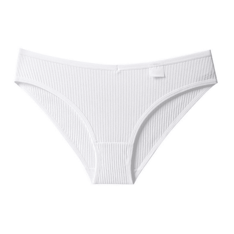 Women s Ribbed Briefs Underwear Traceless Low Waisted Panty Solid Color Breathable Seamless Panties Large White