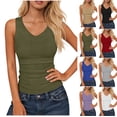 Women’s Ribbed Tank Top Sleeveless V Neck Fitted Basic Top Soft Stretch ...