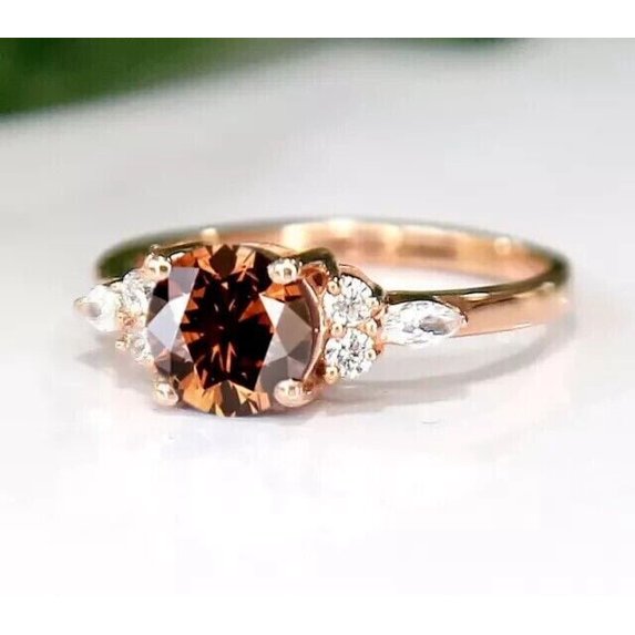 Women's Ring 2Ct Round Cut Lab-Created Diamond 14K Rose Gold Plated ...