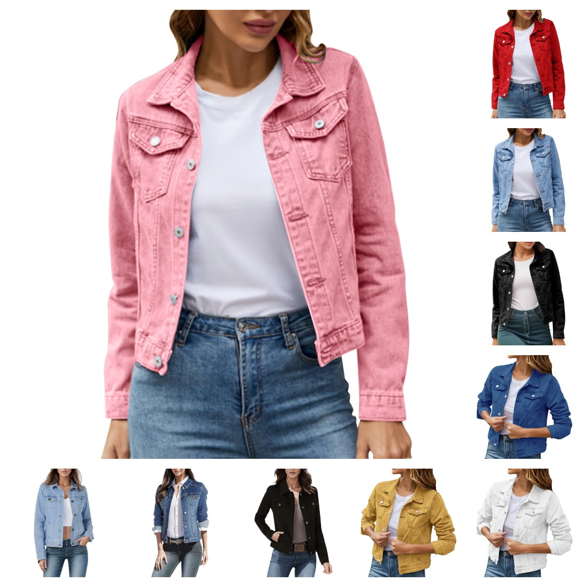 Women's Ripped Denim Jacket Washed Button Down Frayed Hem Shacket ...