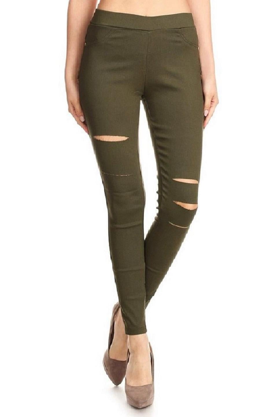 Women's Ripped Distressed Jean Jeggings Pull On Stretch Skinny Pants ...