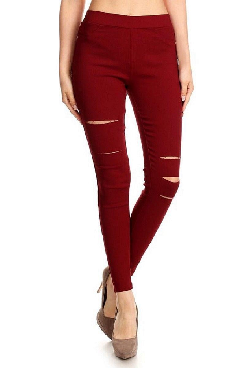 Women's Ripped Distressed Jean Jeggings Pull On Stretch Skinny Pants ...