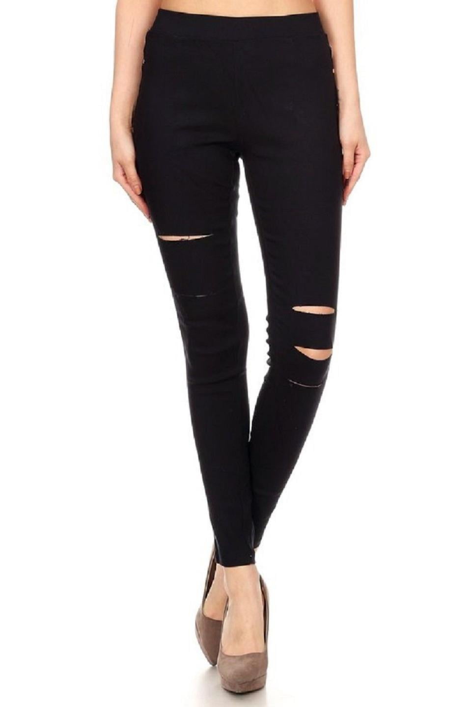 Women's Ripped Distressed Jean Jeggings Pull On Stretch Skinny Pants ...