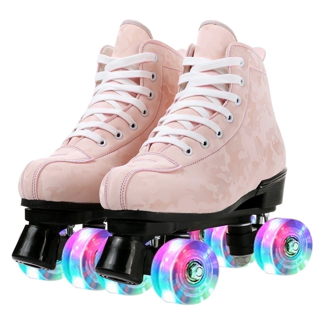 Magic Co Unisex High-Top Quad Roller Skates with LED Light-Up Wheels ...