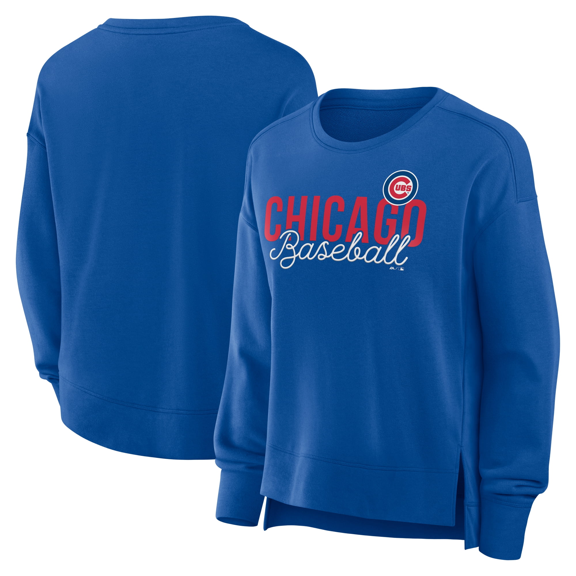 Chicago Cubs Women's Royal Go For Gold Fleece Crew Neck Pullover ...