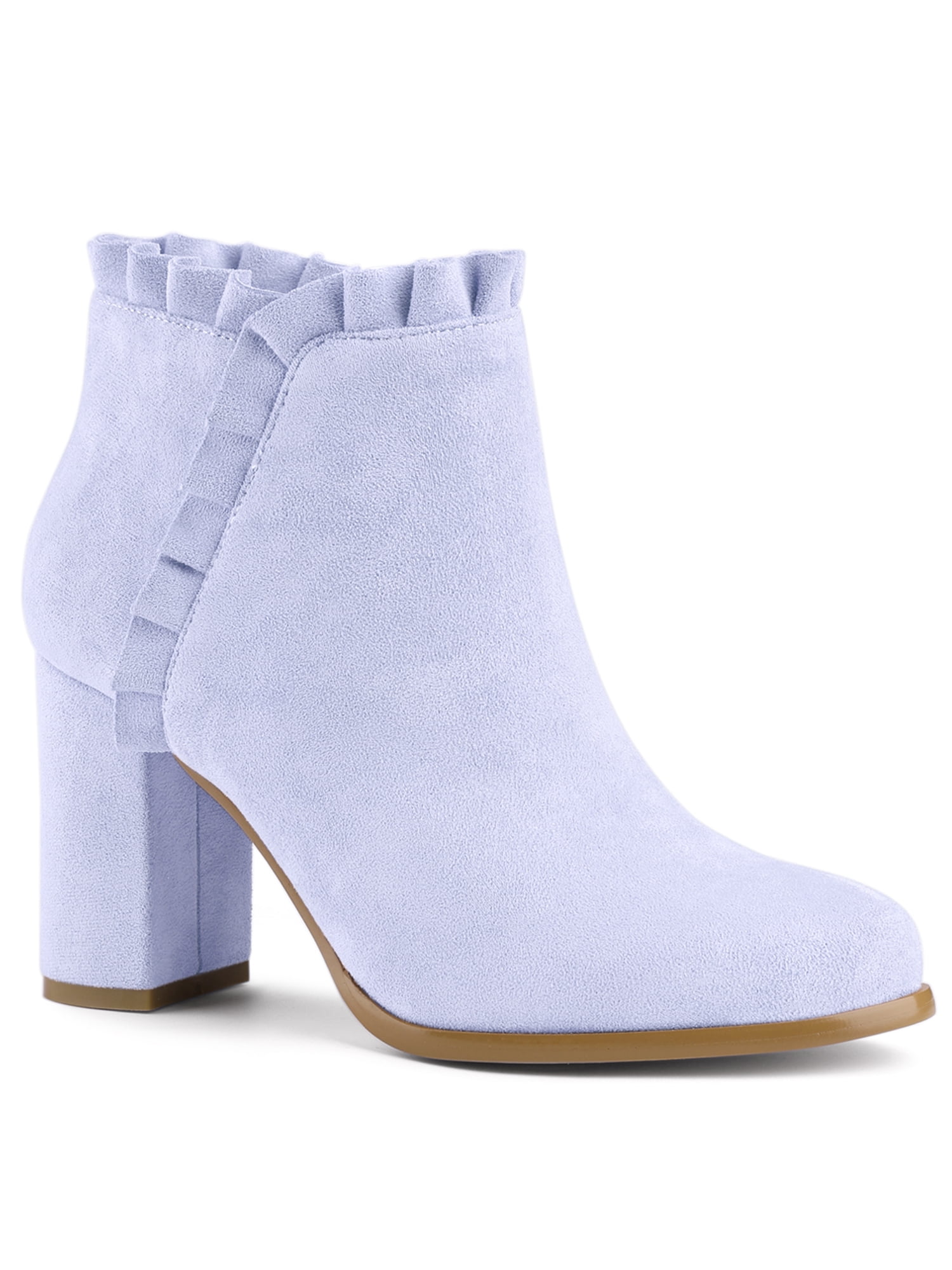 Women's Ruffle Block Heel Chunky Heels Ankle Boots Purple (Size 7 ...