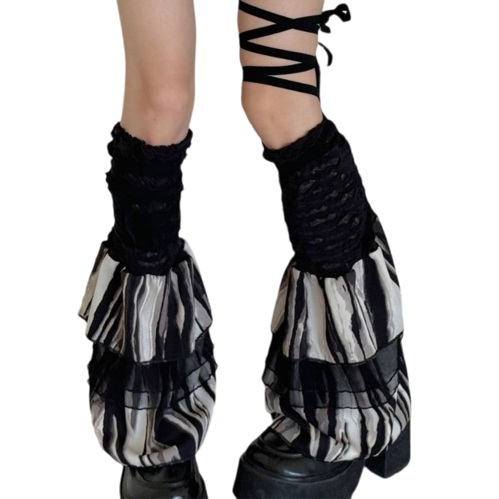 Women's Ruffle Lace Leg Warmer Flared Boot Cuffs Knee Highs Socks ...