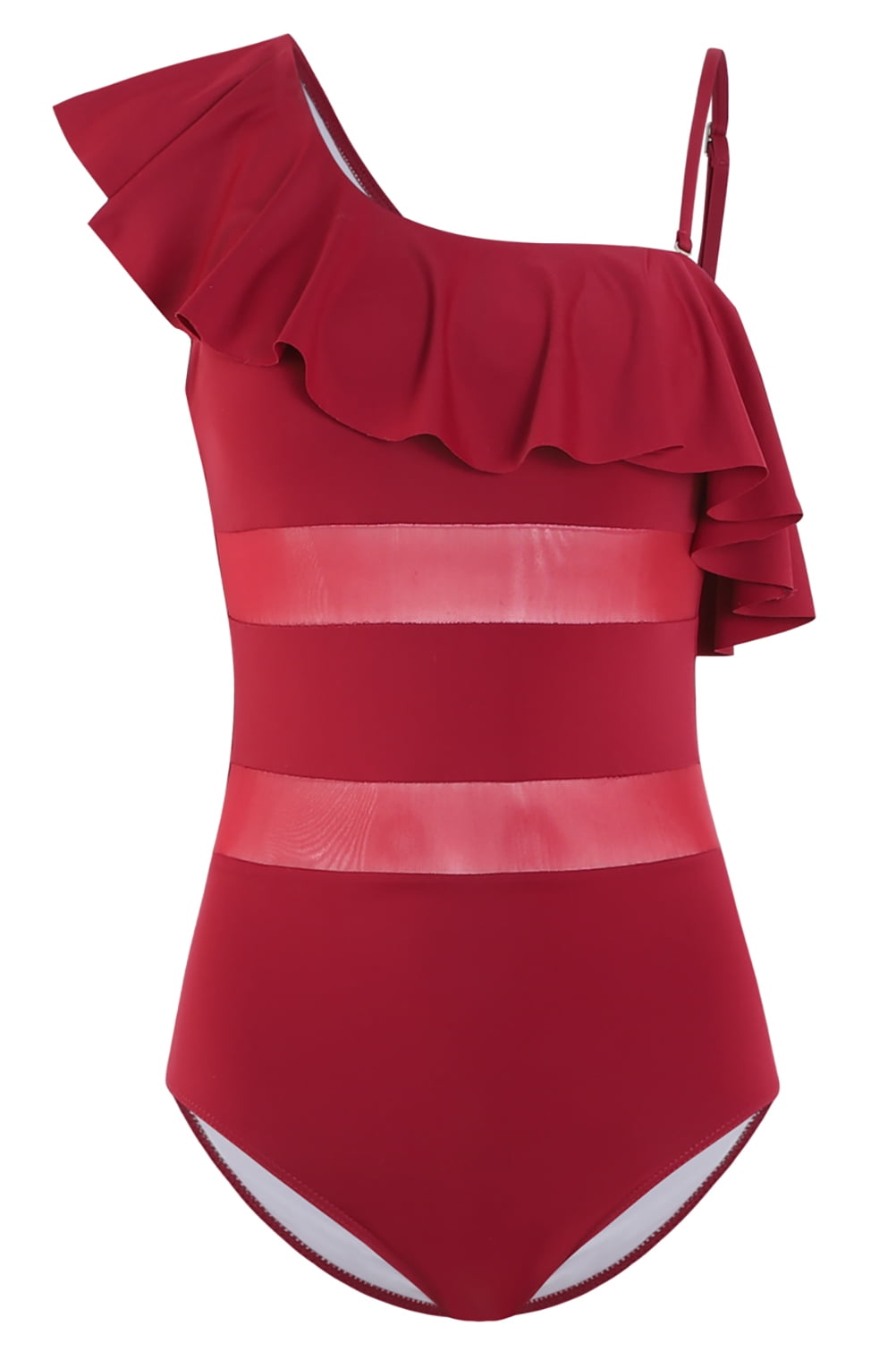 Women’s Ruffle One Shoulder Swimsuits One Piece Tummy Control Bathing ...