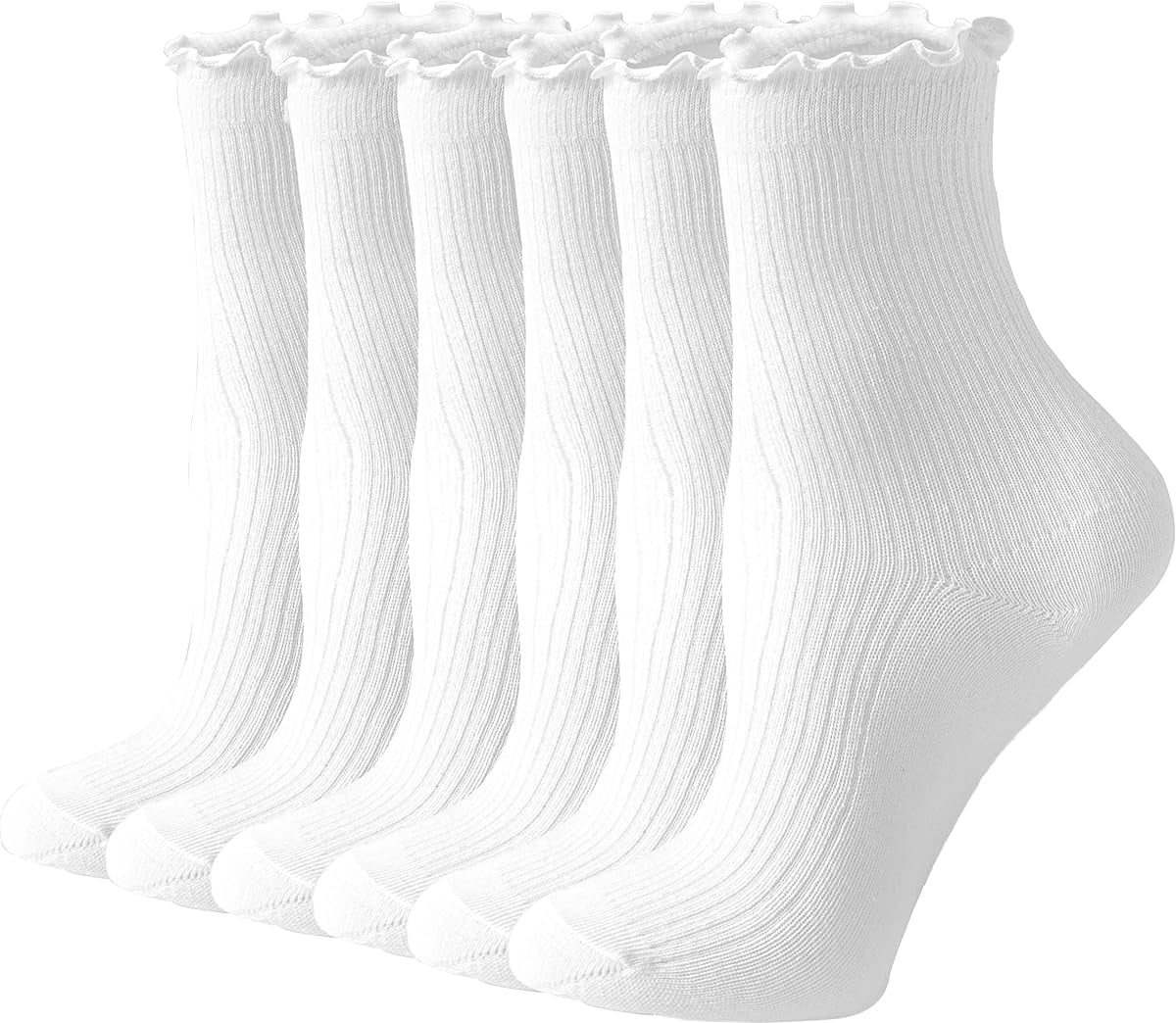 Dalrosia Women's Ruffle Socks 6Pairs Casual Cute Ankle Socks Breathable ...