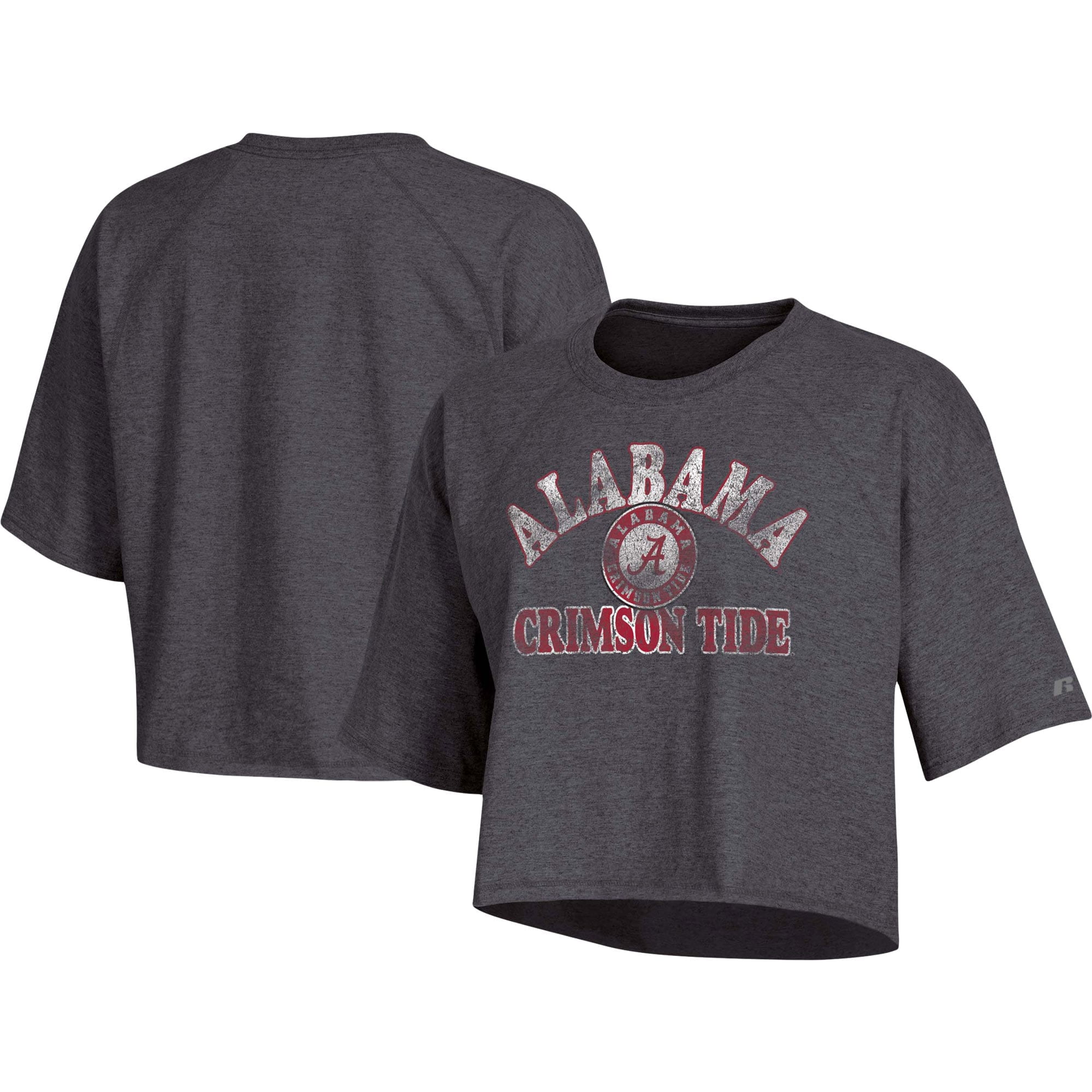 Women's Russell Heathered Charcoal Alabama Crimson Tide Raglan Half ...