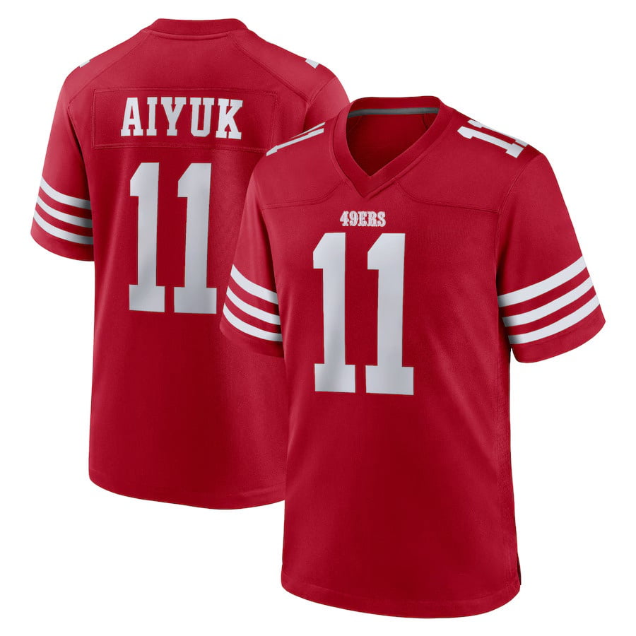 Women's San Francisco Aiyuk 11 Scarlet Sports Player Game Stitched Name ...