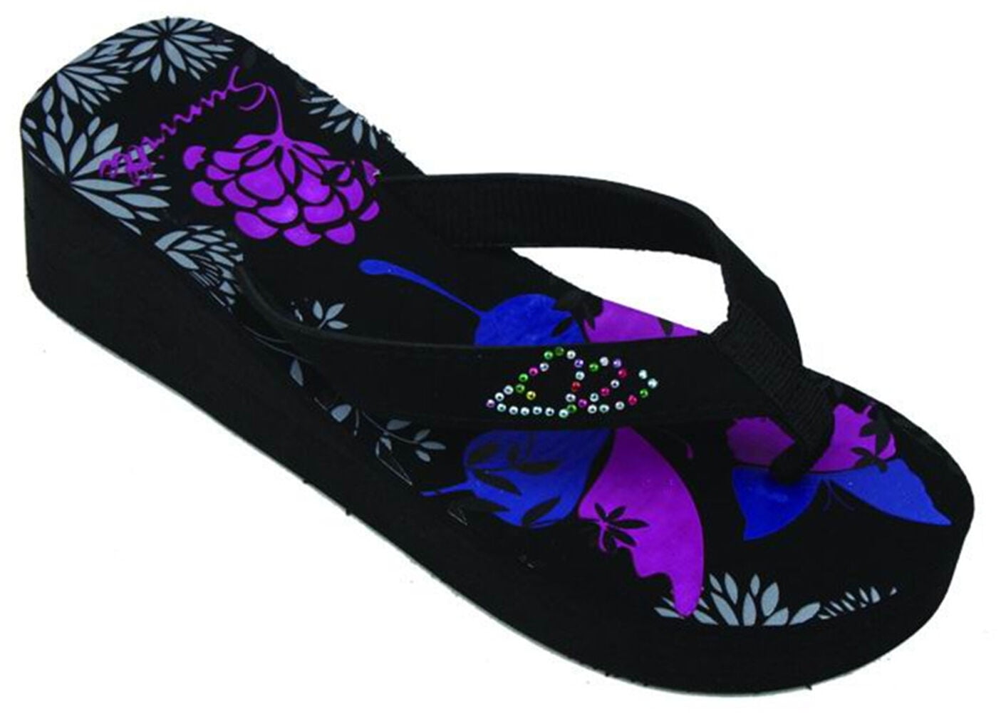 Women's Sandals Platform Wedge Studded Strap Butterfly Thong Flip Flops ...