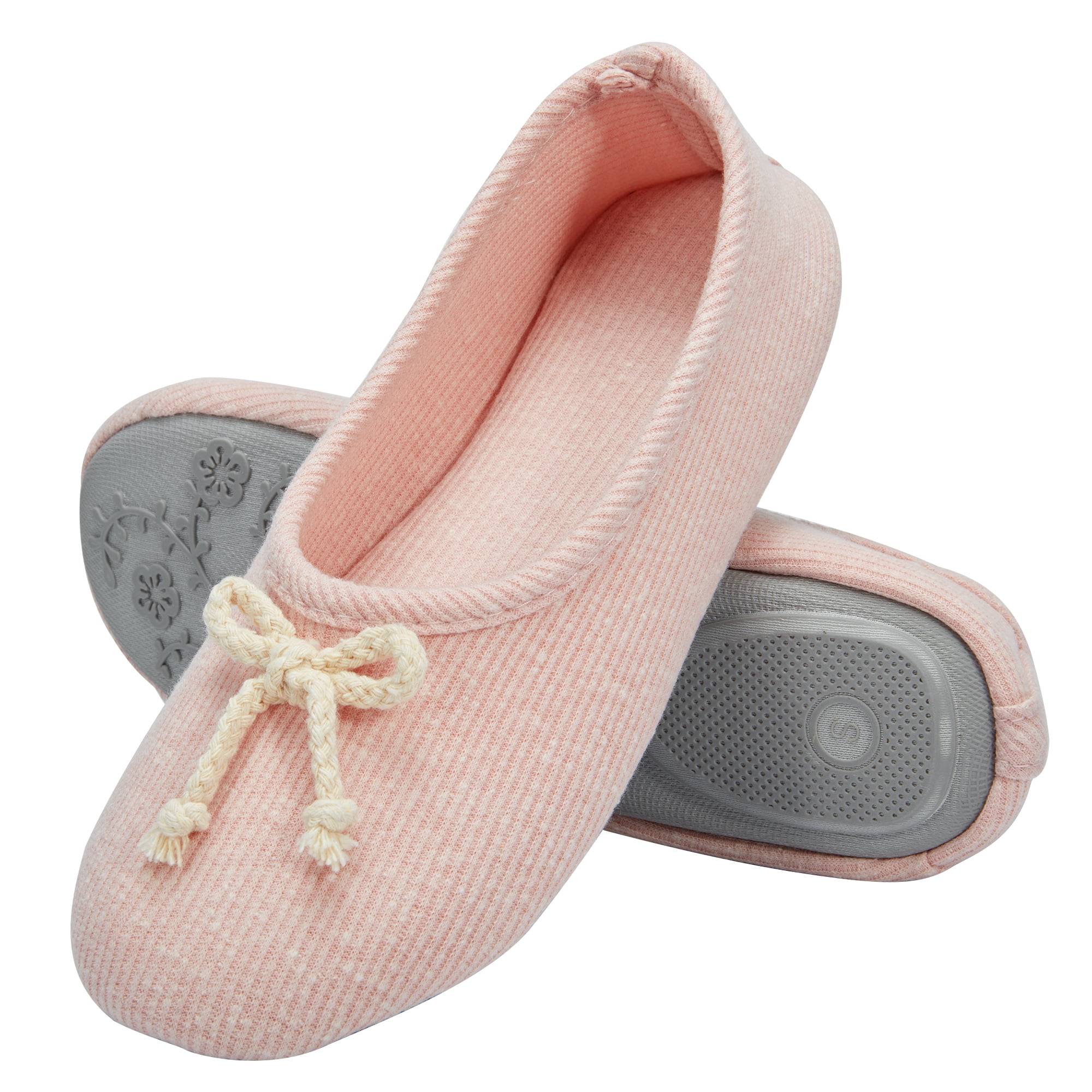 Women's Satin Ballerina Yoga Slipper with Bow, Pink, 6.5-7 - Walmart.com