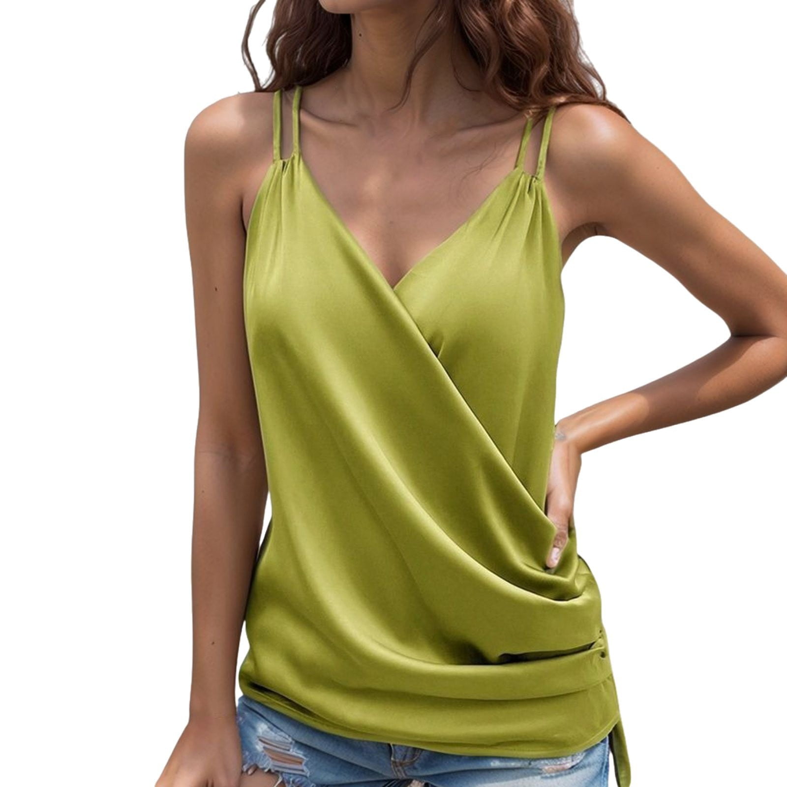 Women's Satin Camisole Top - Strappy Design, Fabric, Layering Piece ...