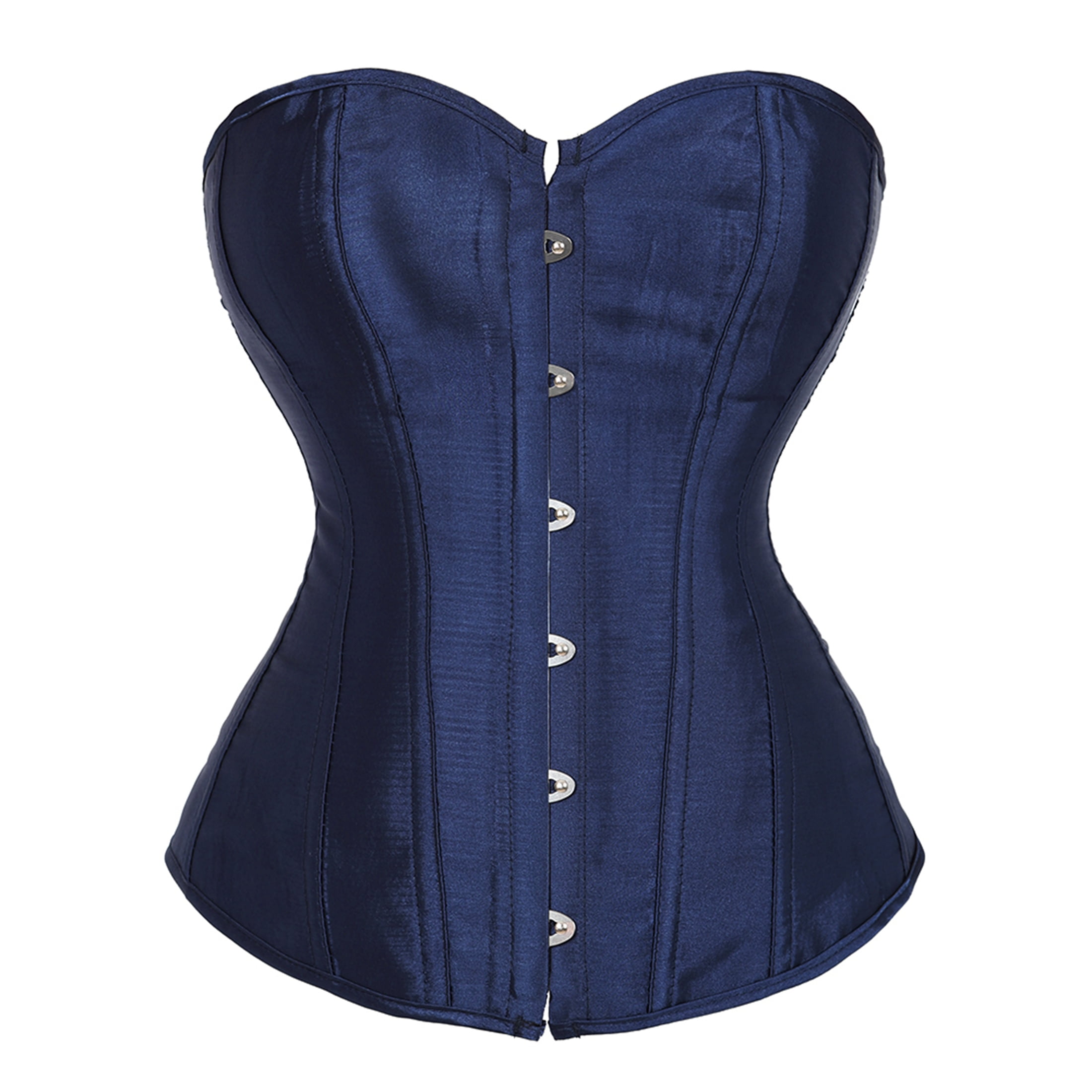 Women's Satin Corsets Top Plus Size Gothic Overbust Corset Lace up ...
