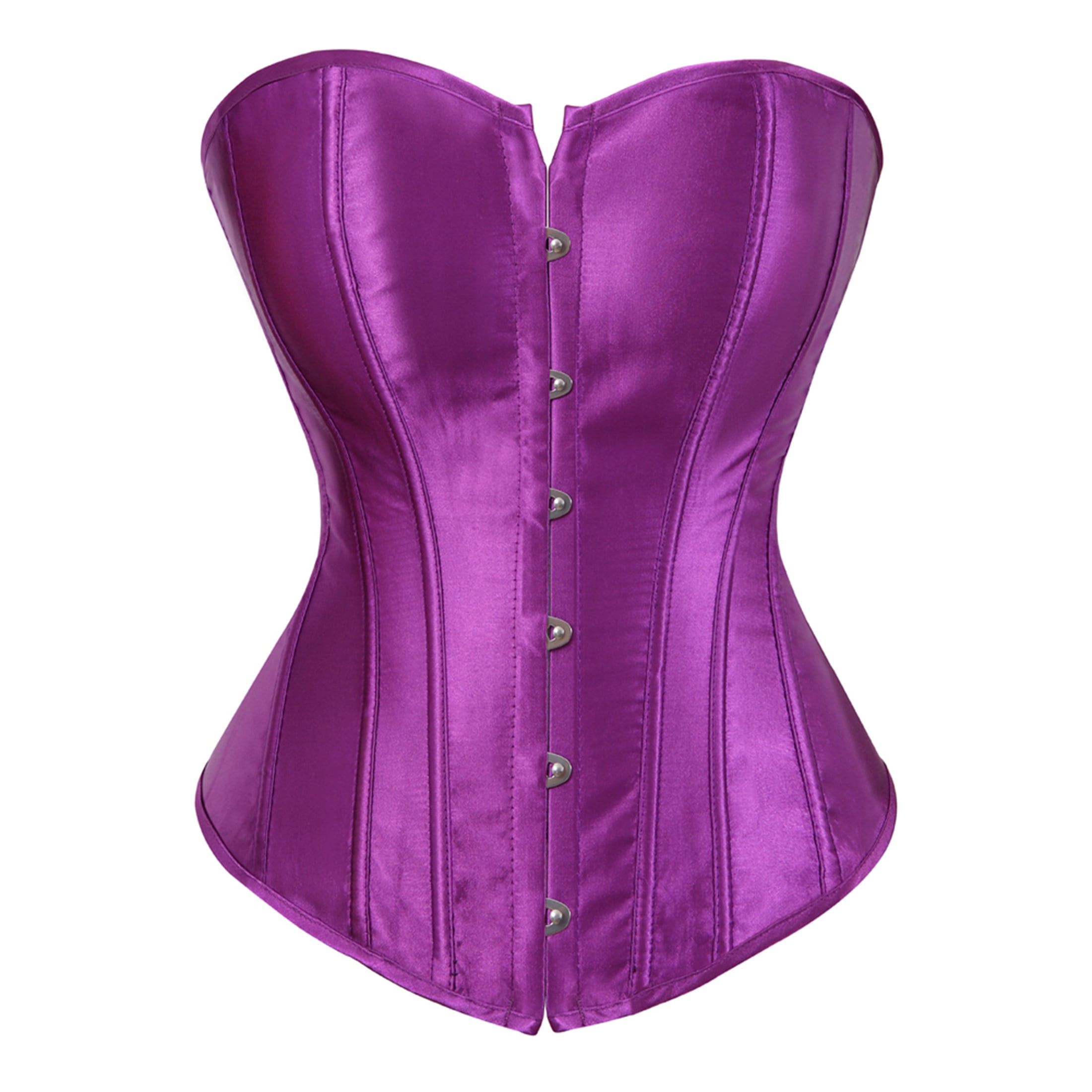Women's Satin Corsets Top Plus Size Gothic Overbust Corset Lace up ...
