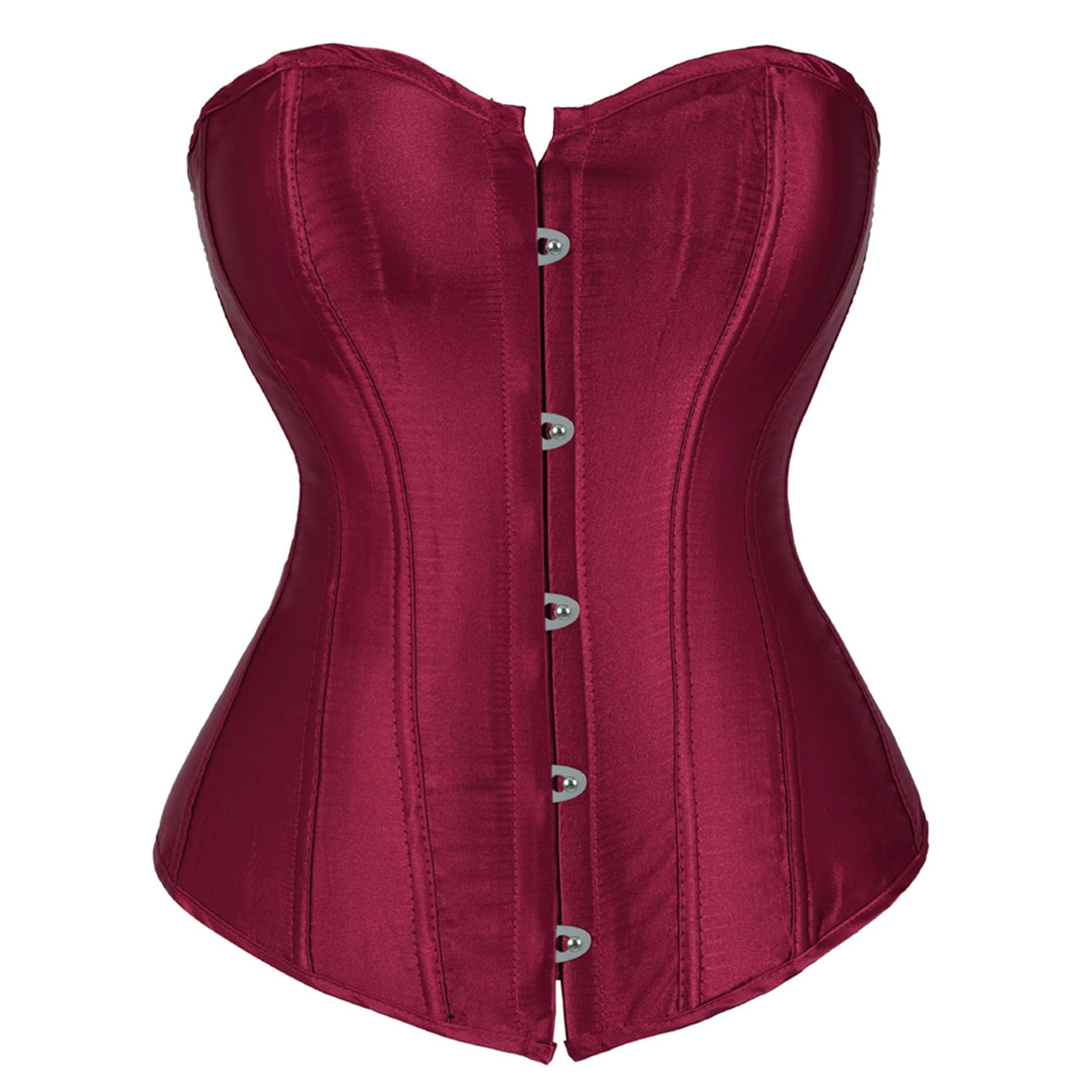 Women's Satin Corsets Top Plus Size Gothic Overbust Corset Lace up ...