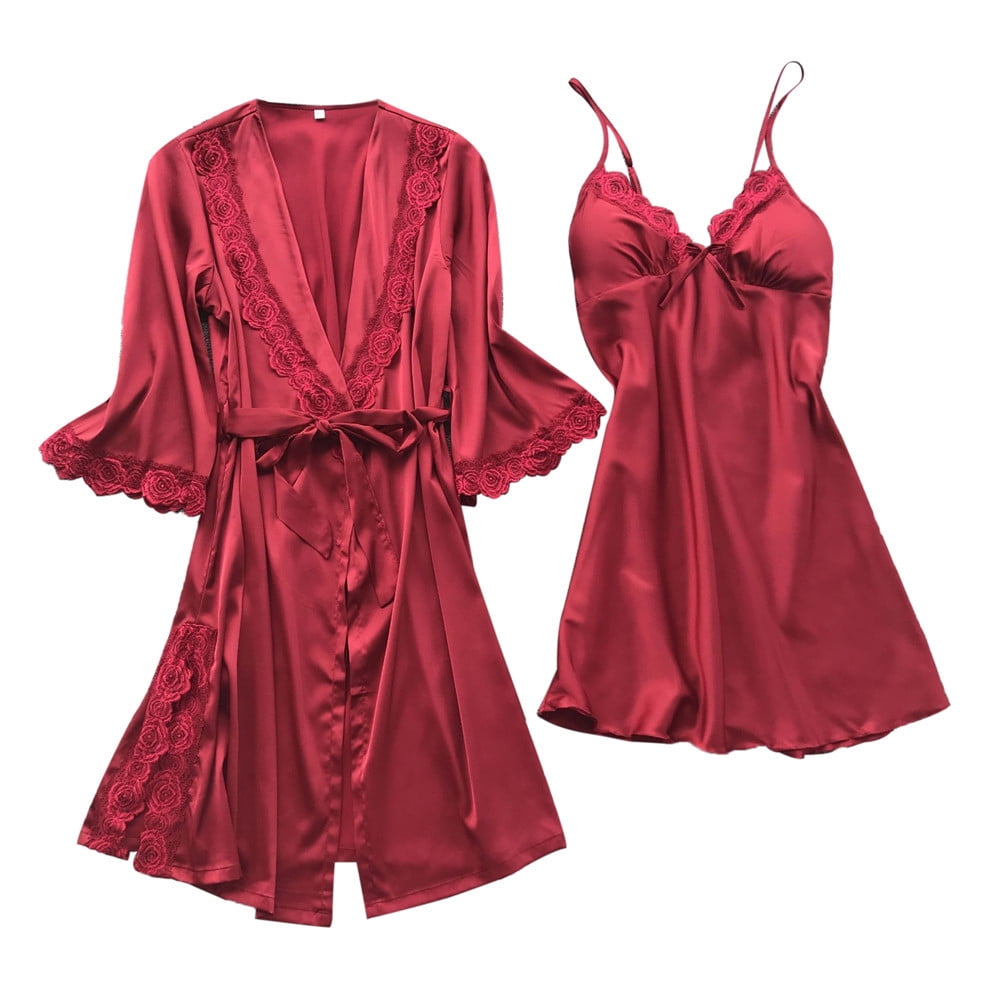 Women's Satin Kimono Robes for Bridesmaids Silk Nightgown and Robes ...