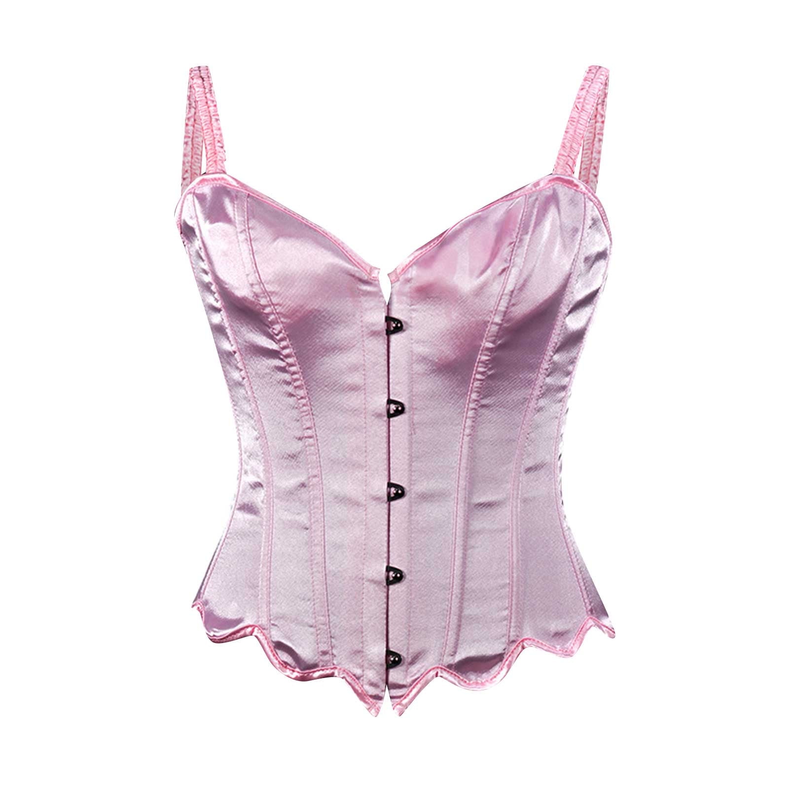 Womens Satin Plain Pure Bustier Top Burlesque Basque Shaper Boned