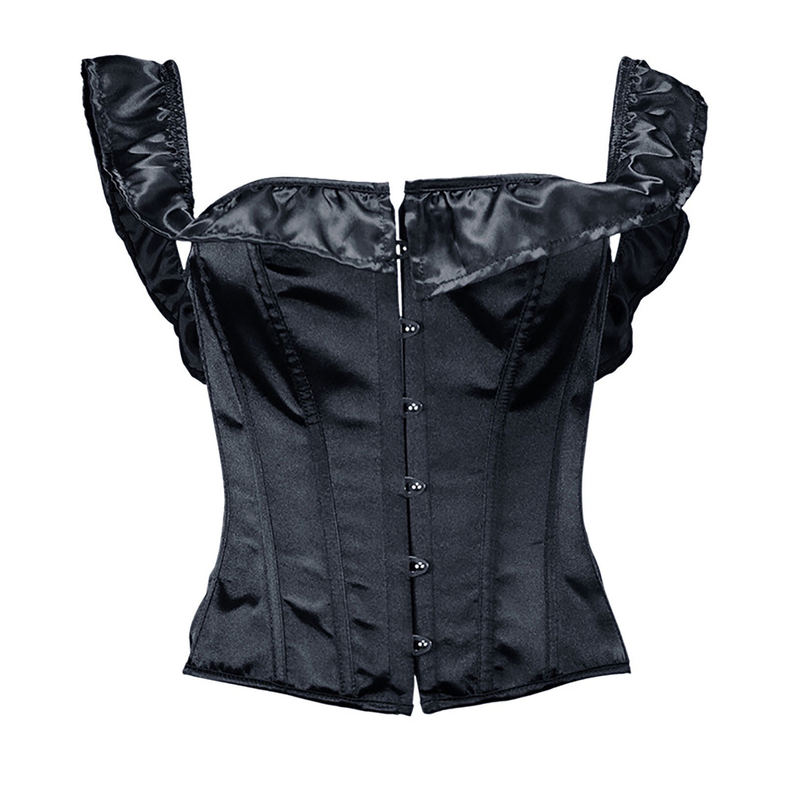 Women's Satin Plain Pure Bustier Top Burlesque Basque Shaper Boned ...