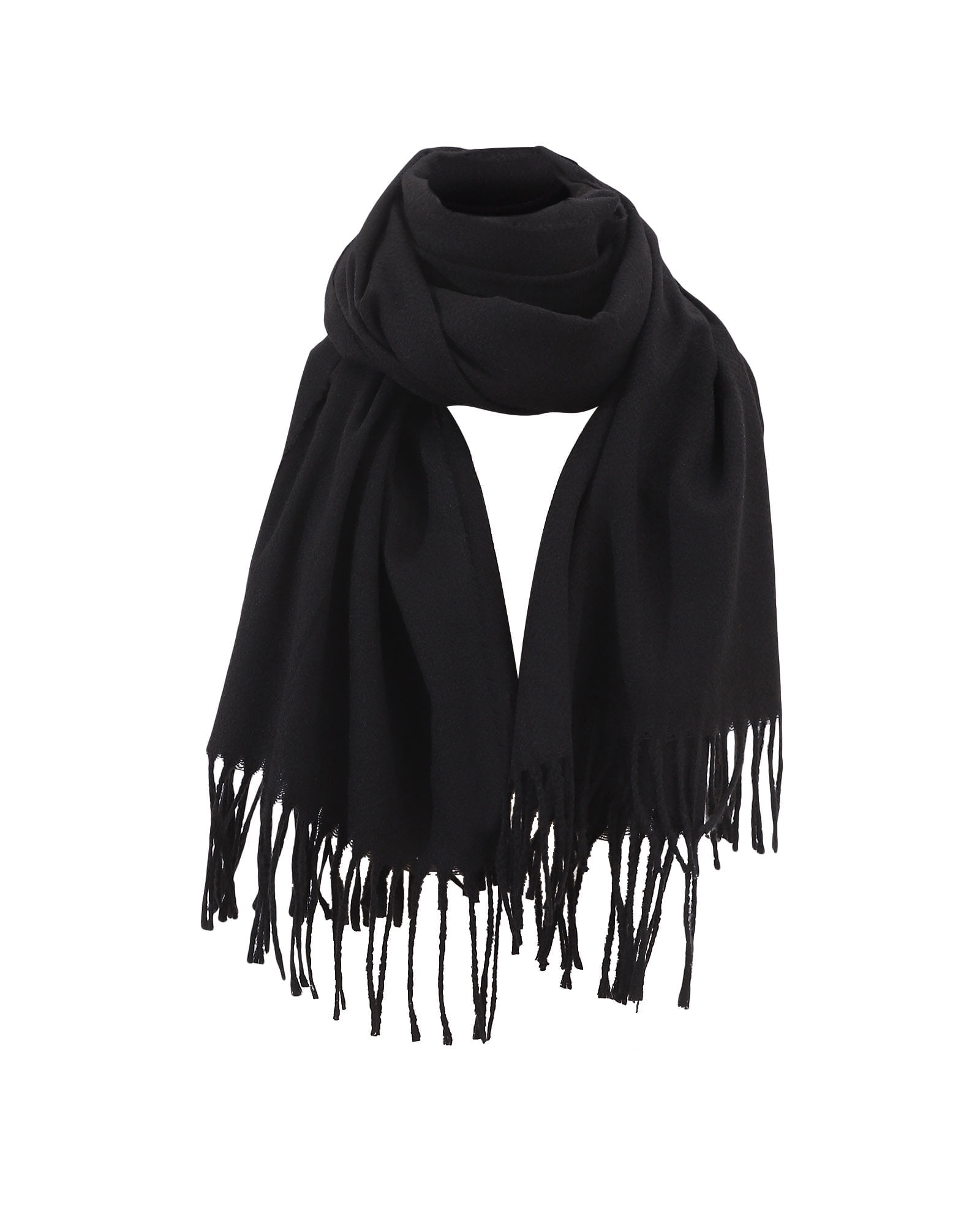Women's Scarf Warm Winter Scarf Solid Color One Piece Scarf Black ...