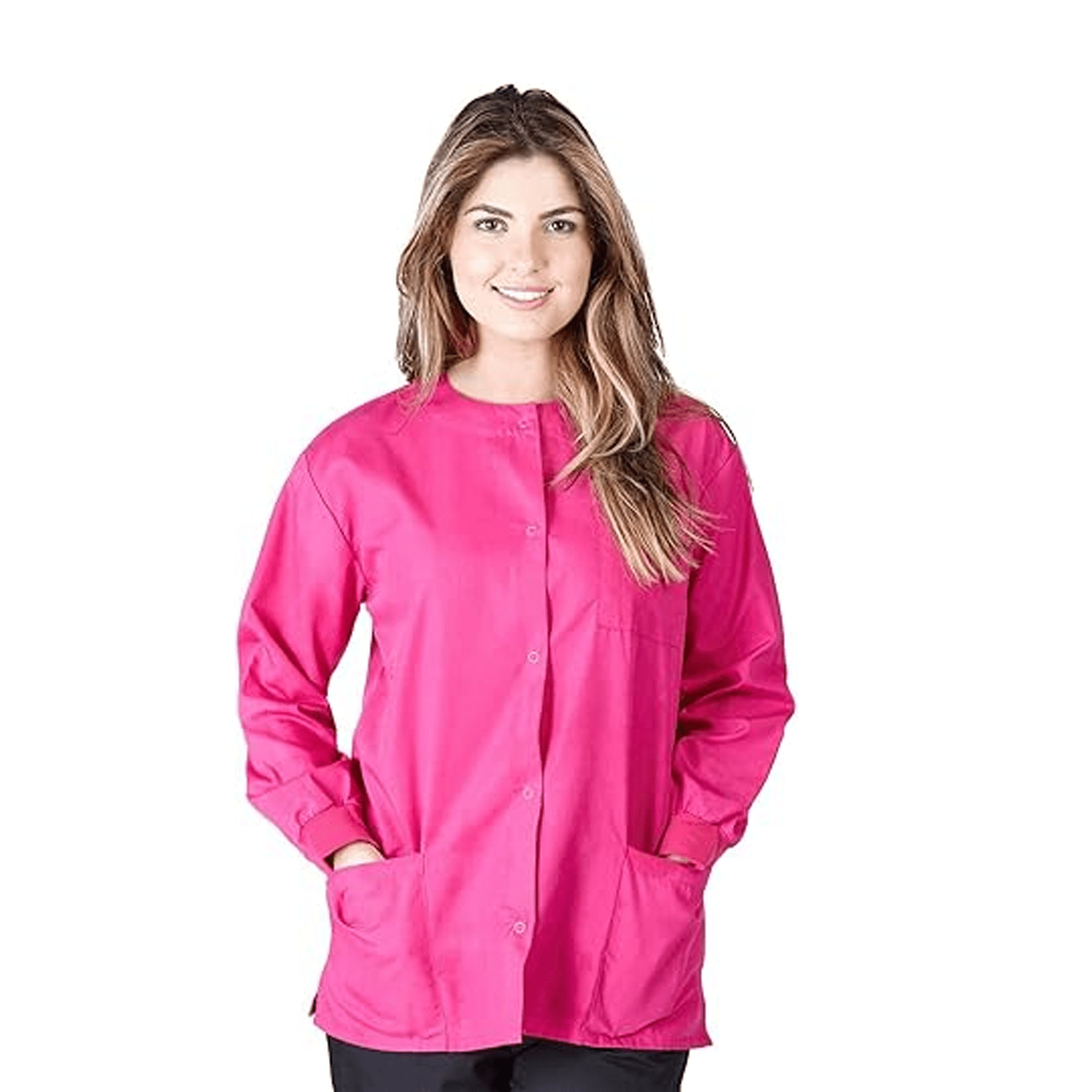 Women's Scrub Jacket Soft Knit Sleeve Cuffs Roomy Pockets Comfortable ...