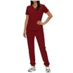 Women's 4-Way Stretch Scrub Sets V-Neck Top and Pull-On Straight Leg ...