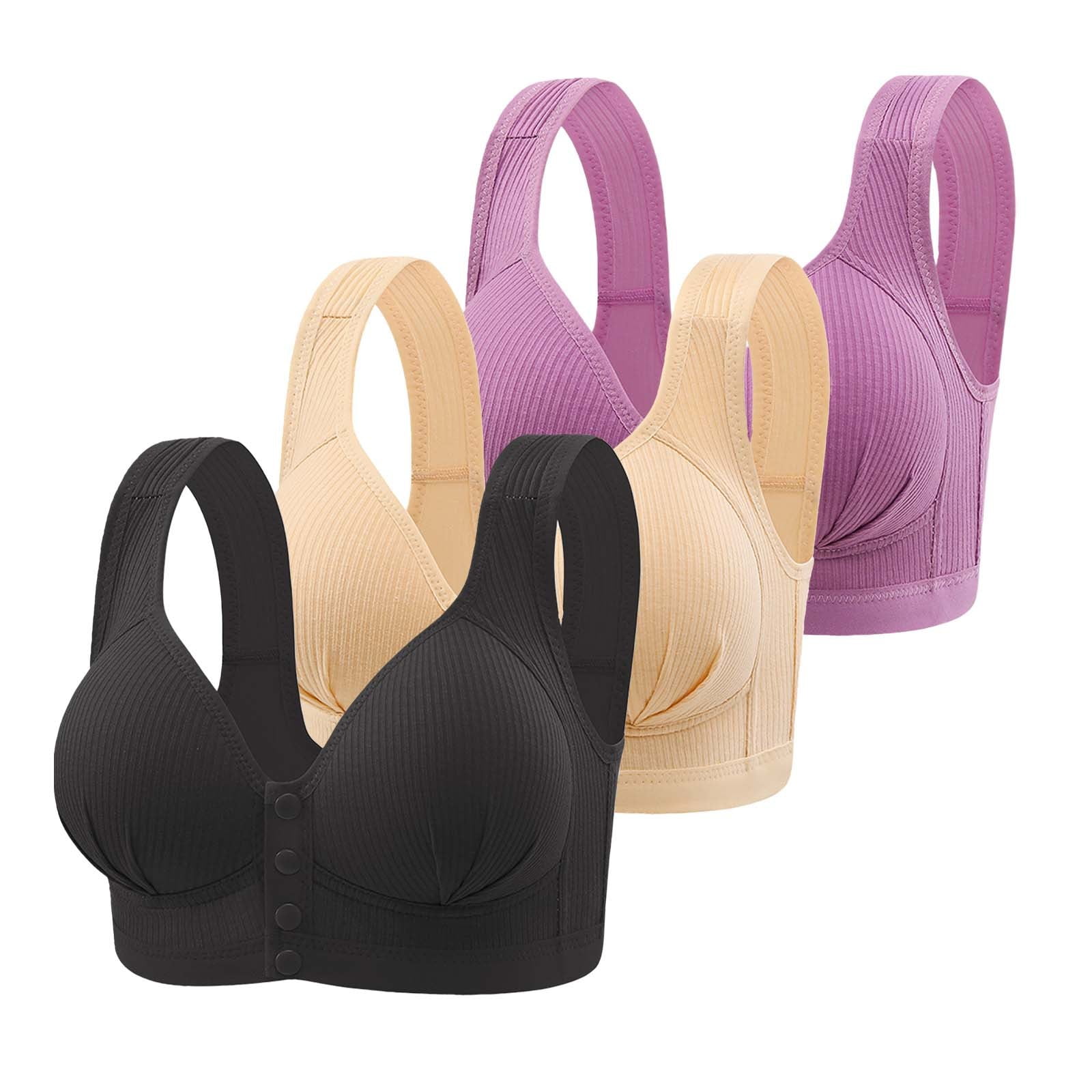 Women's Seamless Front Snap Closure Bras Full Coverage No Underwire ...