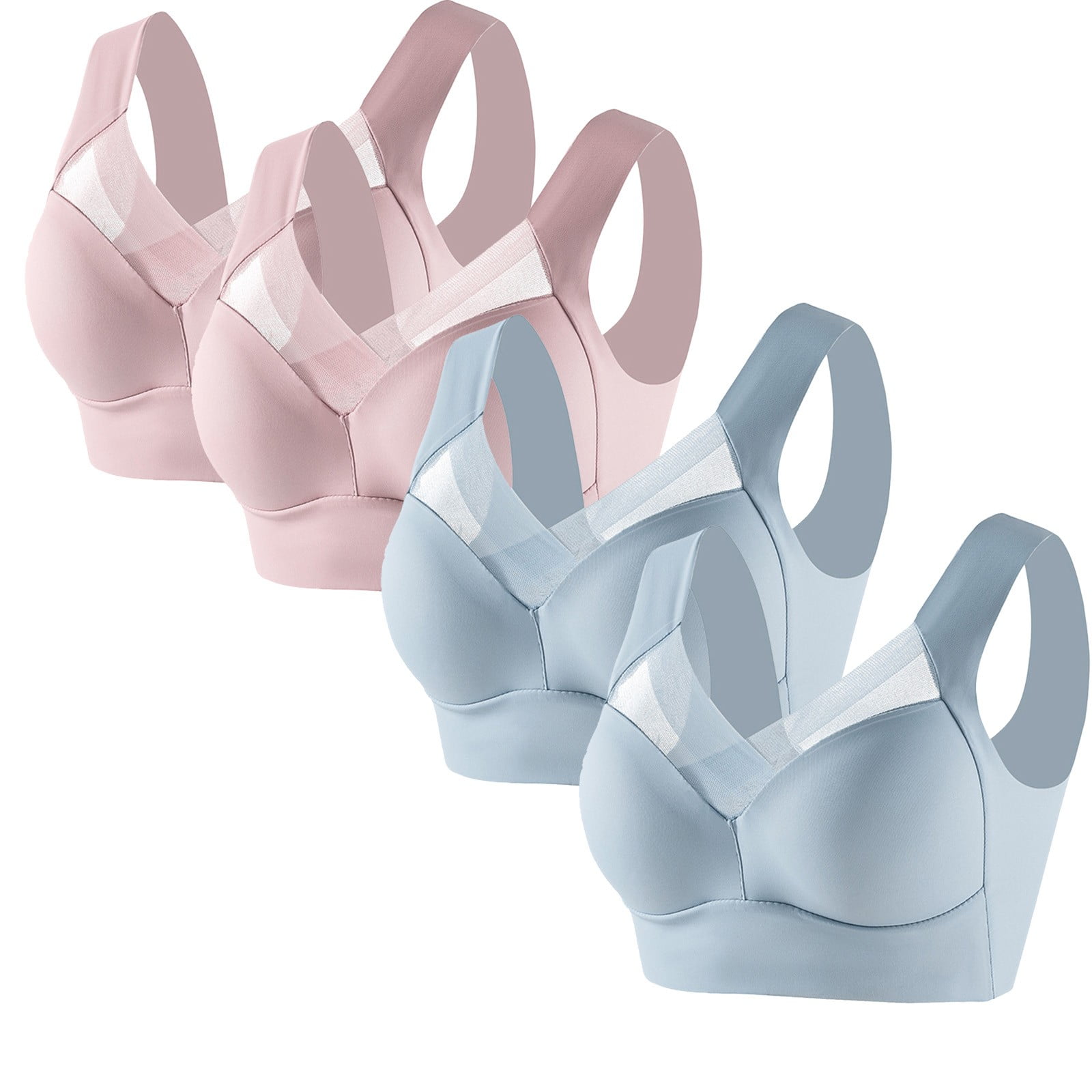 Women's Seamless Wire-Free Bra 4 Pack Sports Bras, Full Coverage Yoga ...