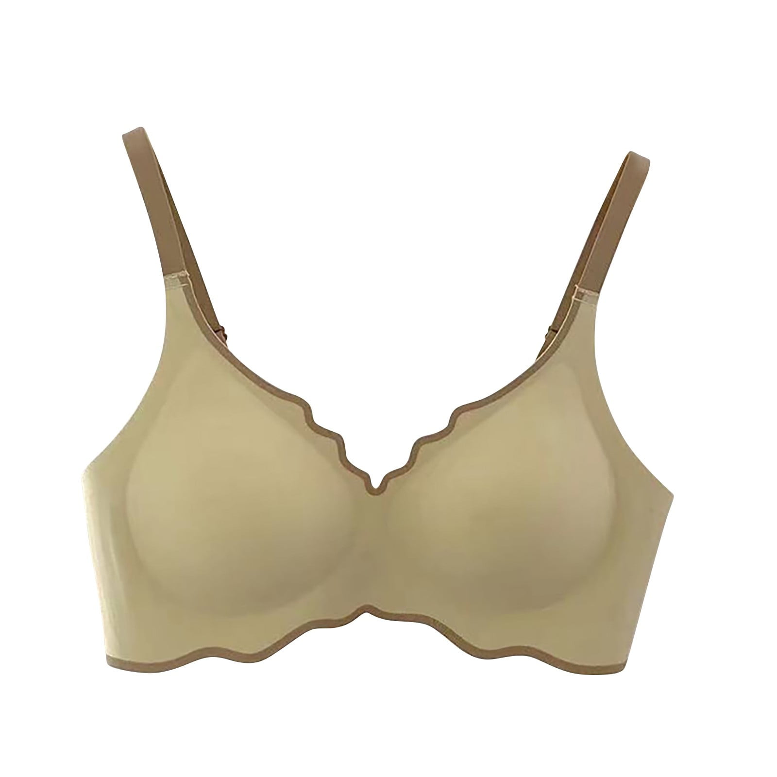 Women's Seamless Wireless Bra Solid Color Nylon Underwear Wave Pattern ...