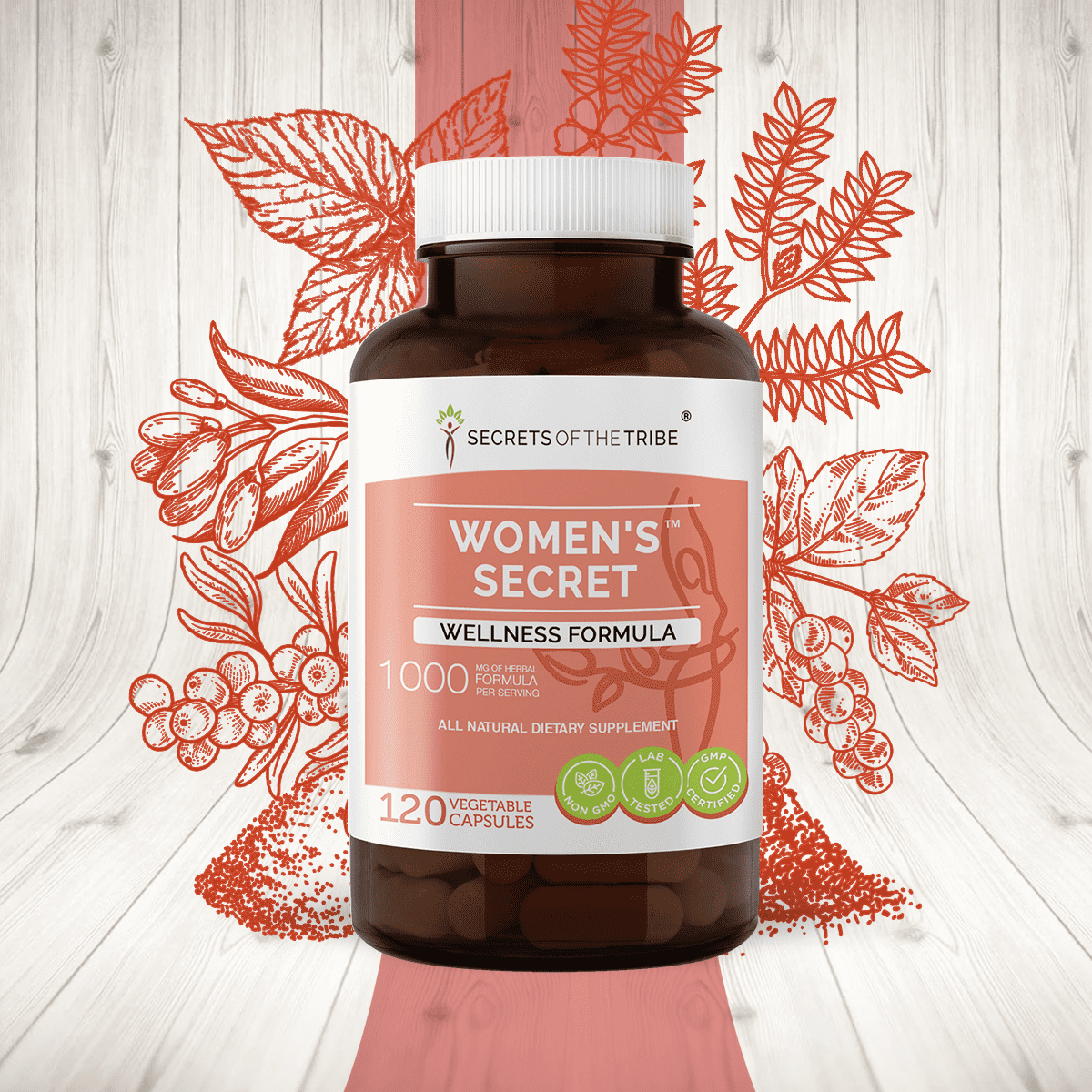 Women's Secret 120 Capsules, 500 mg, Tribulus, Red Raspberry, Pine ...