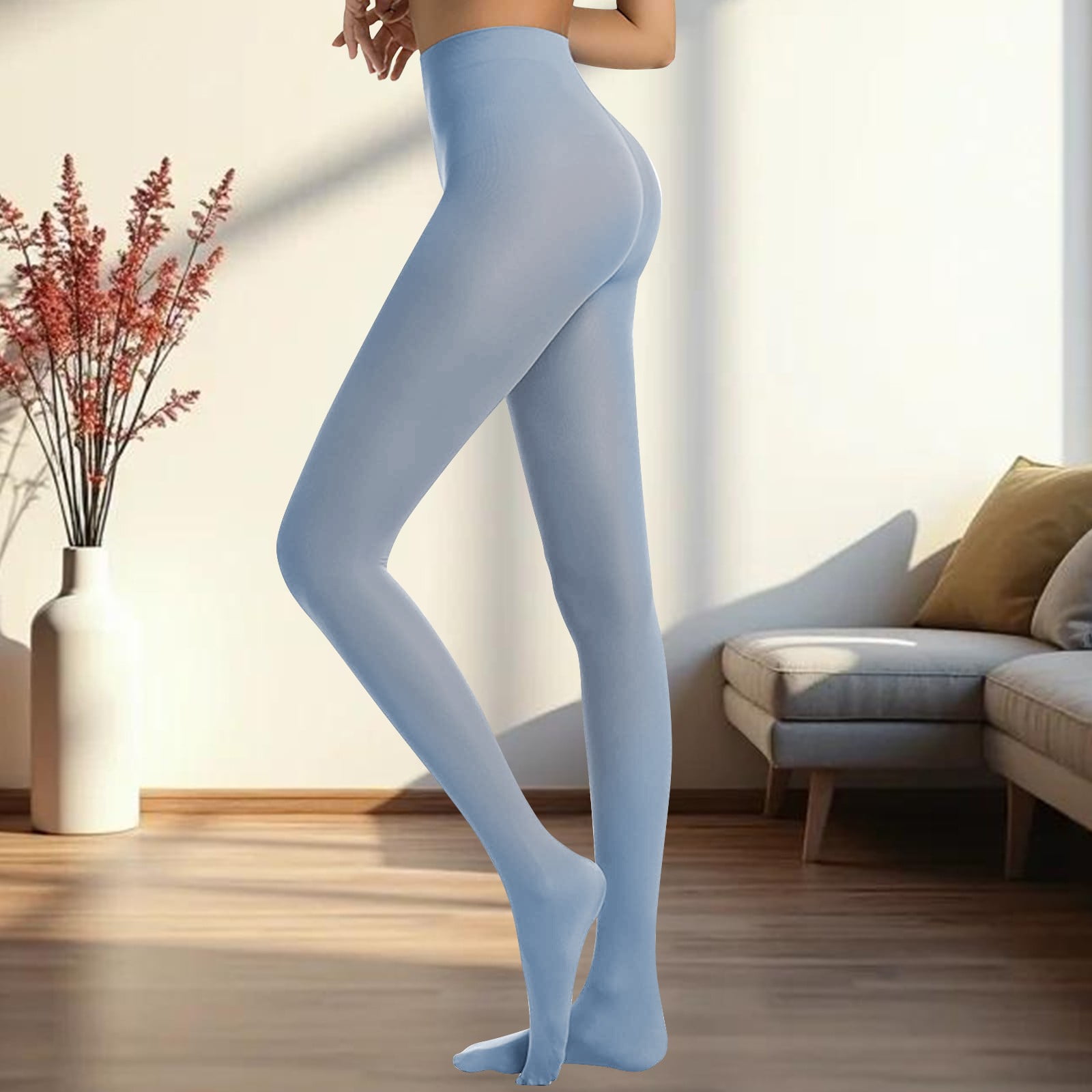Women's Semi-Opaque Footed Tights, Solid Color Pantyhose, 13 Color ...