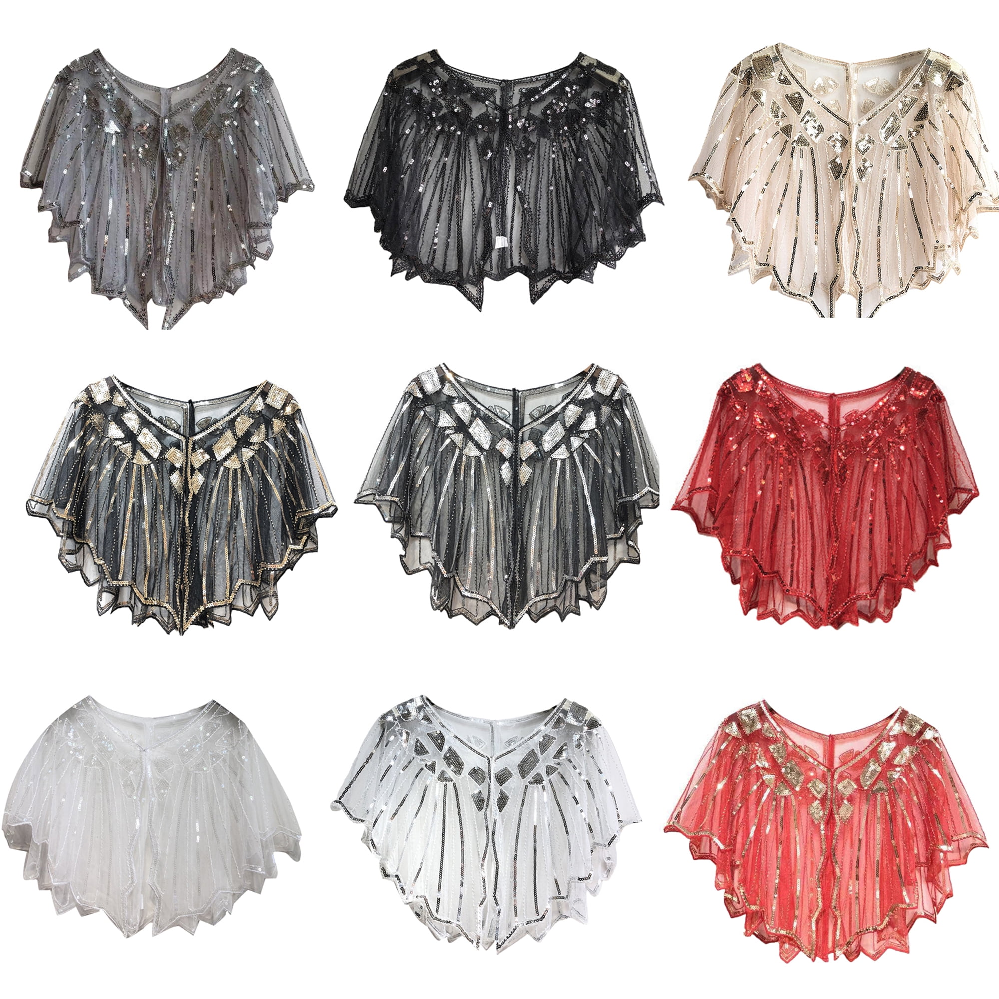 Women's Sequin Deco Evening Crop Cardigan Top Cosplay Shawl Wraps for ...