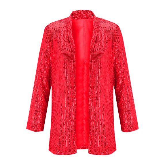 Women's Sequins Open Front Jacket, Long Sleeve Glitter Cardigan, Shiny ...