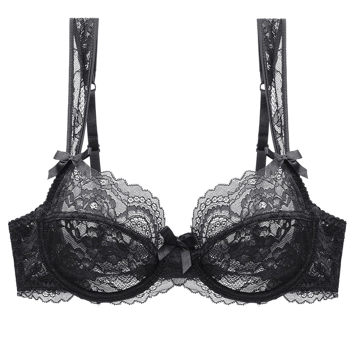 Women's Sexy Lace Bra Non Padded Underwire Unlined Bra Plus Size Lace ...