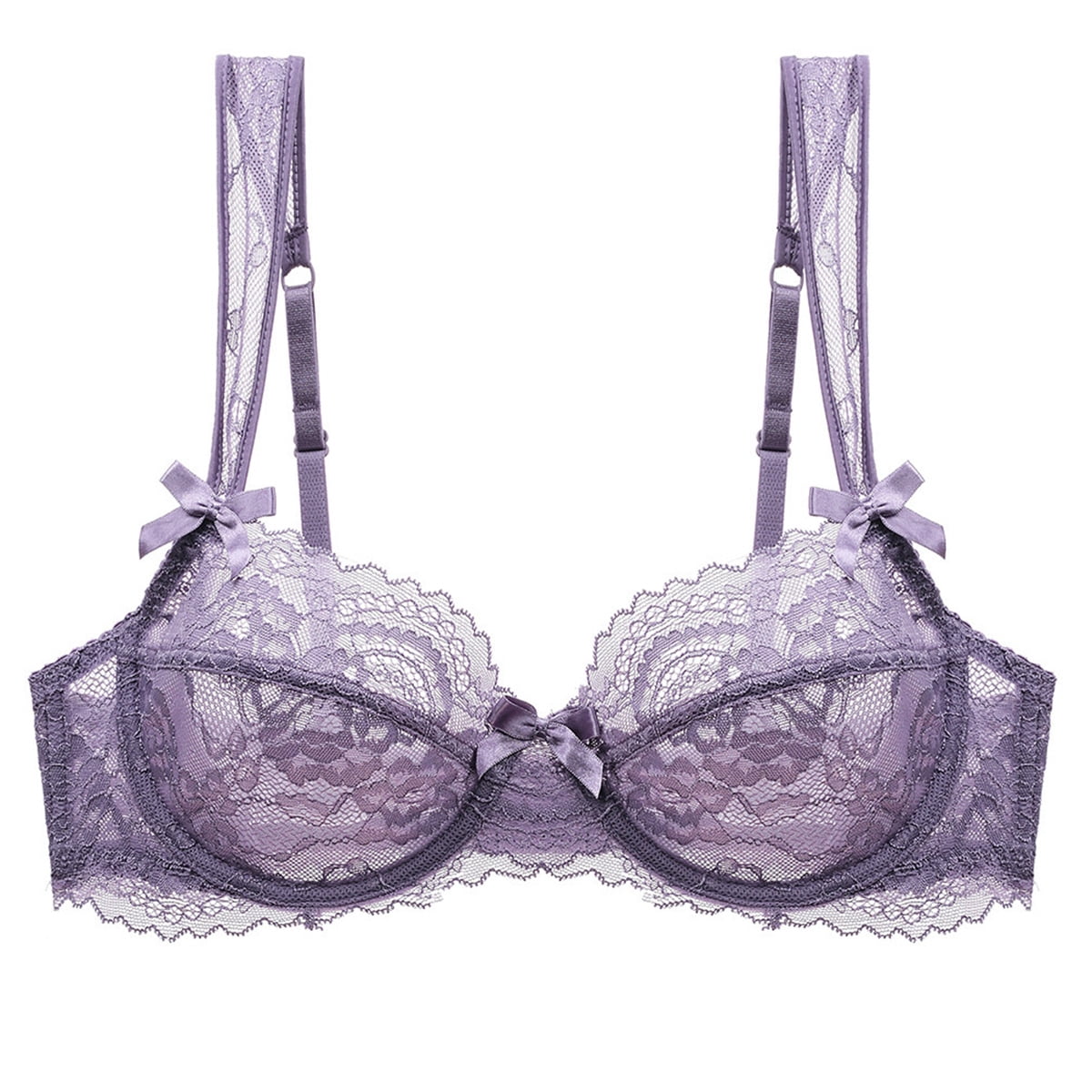 Women's Sexy Lace Bra Non Padded Underwire Unlined Bra Plus Size Lace ...